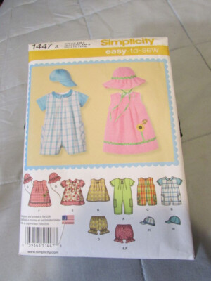 Simplicity Pattern 1447 Babies Romper in Two Lengths, Dress, Top ...