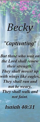 Becky "Captivating" Keepsake Name Meaning Bookmark with Bible Verse and ...