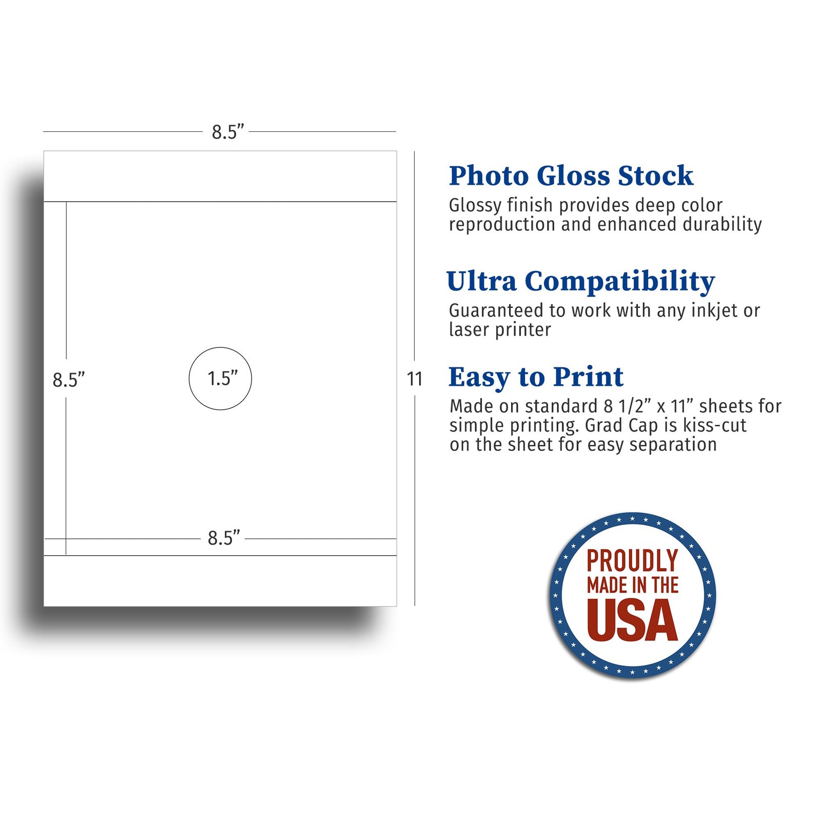 Blank White Adhesive Grad Hat Topper Sticker - Easy to use Graduation ...