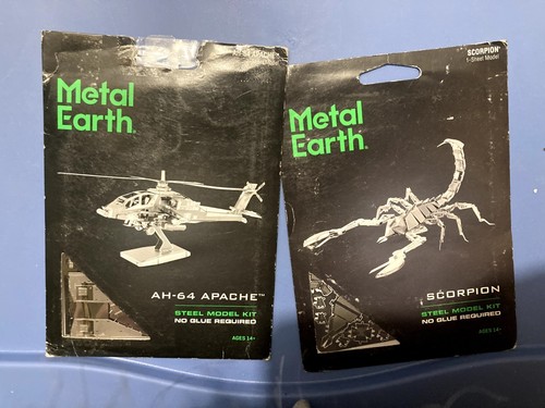 Metal Earth Steel Model Kits AH-64 Apache & Scorpion Silver Unassembled ...
