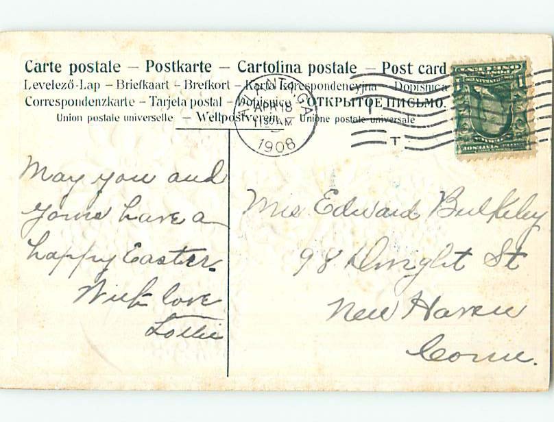 Pre-Linen easter religious JESUS CROSS MADE OF FORGET-ME-NOT FLOWERS ...