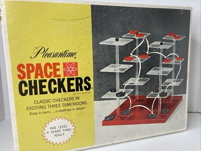 Vtg Pleasantime Games Boardgame Space Checkers Box Fair/VG SciFi Star ...