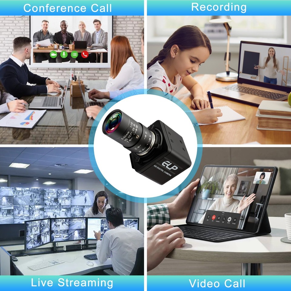 ELP 5MP Global Shutter 10X Zoom USB Industrial Camera 1944P 50fps/1080P ...