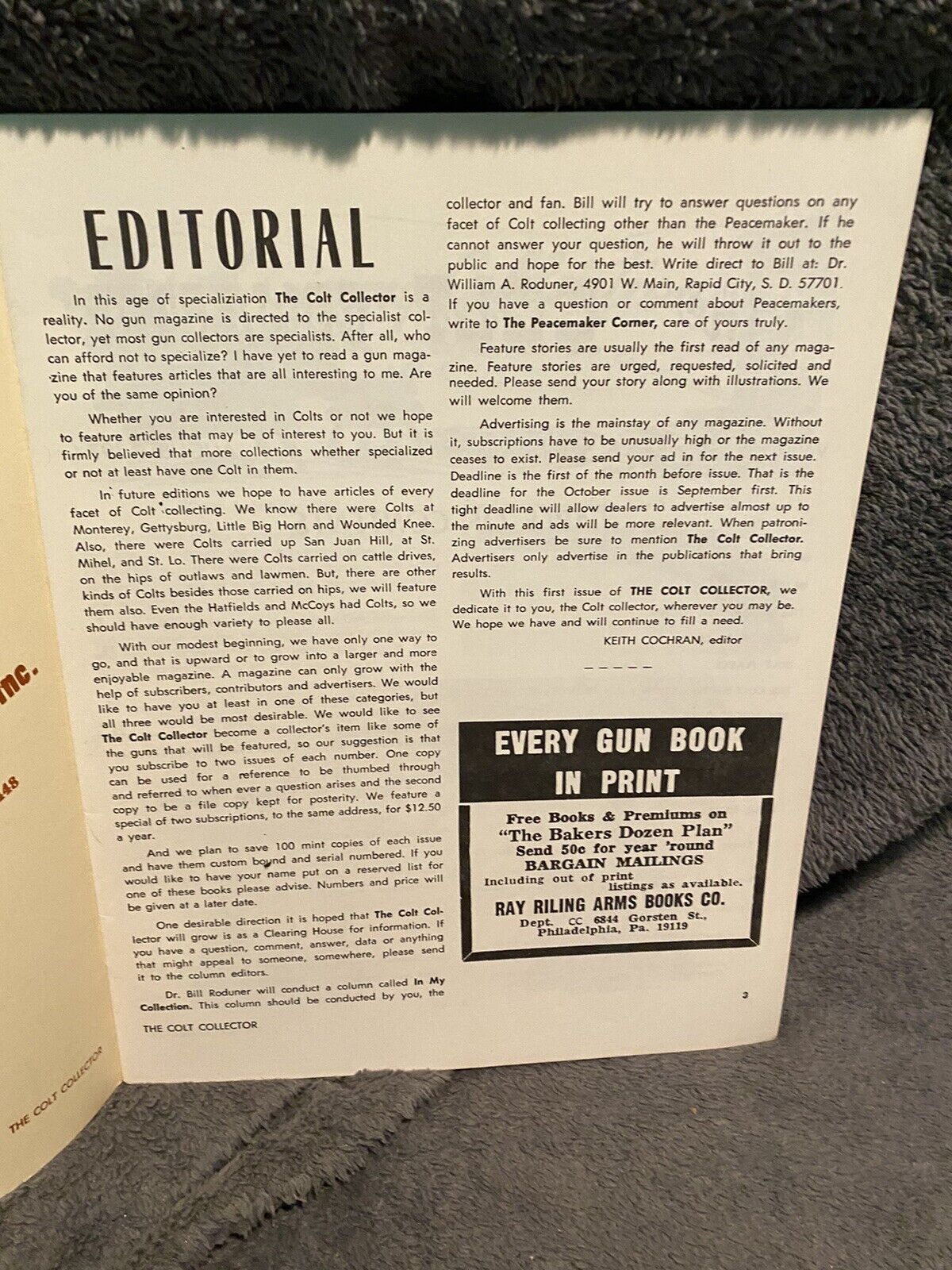 THE COLT COLLECTOR 1 August 1974 Volume 1 No 1 KEITH COCHRAN-DON CURTIS ...