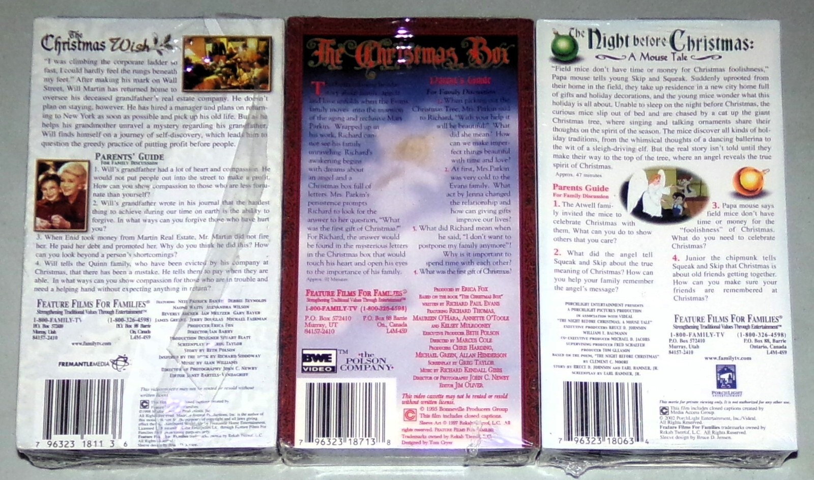 6 NEW Feature Films For Families (VHS)The Christmas Wish/Box/Romance ...