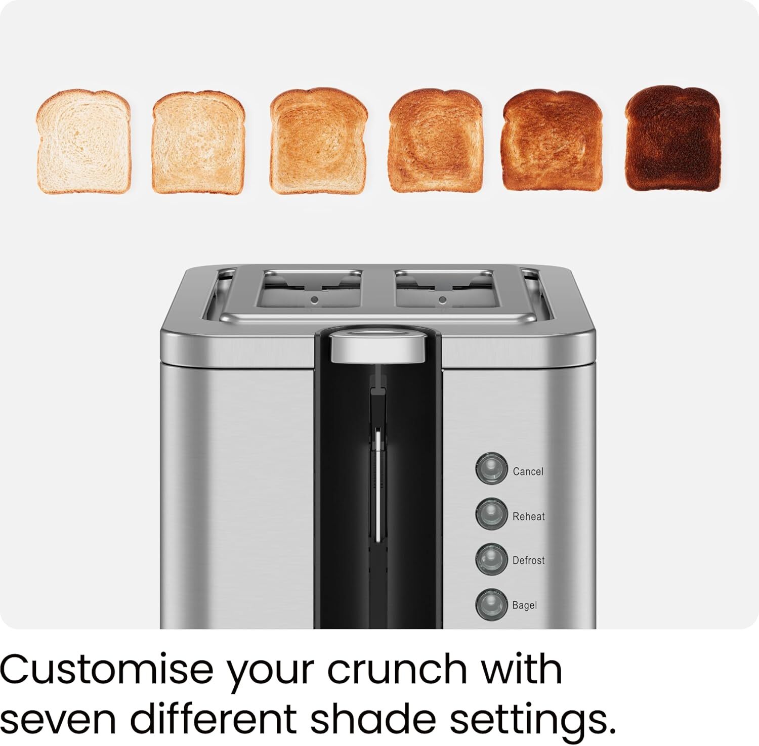 Chefman 2 Slice Toaster, 7 Shade Settings, Stainless Steel, 2 Slice ...