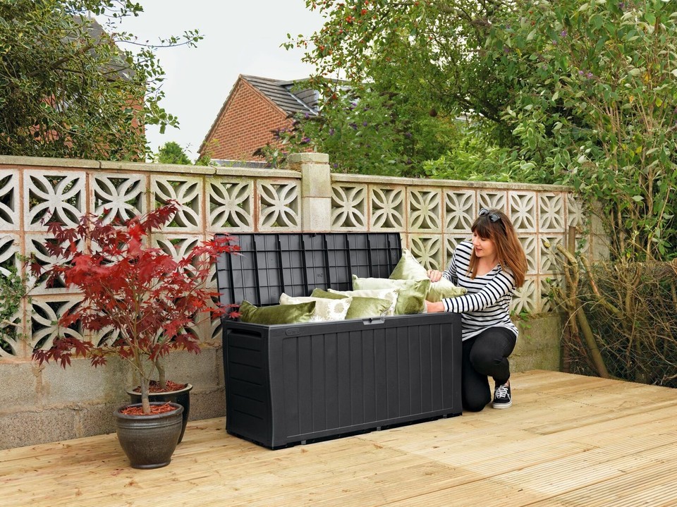 Keter Marvel Plus 270L Garden Storage Box - Grey | Outdoor Storage ...