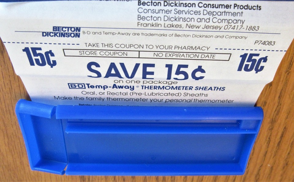 Vintage Thermometer, BECTON DICKINSON B-D Temp Away 2 Sheaths, Dir + Ad ...