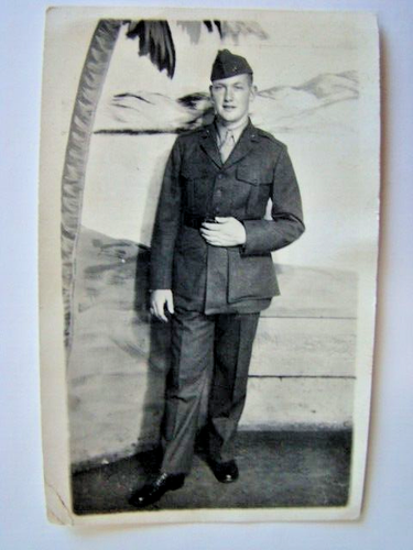 Vintage WWII Era USMC Soldier in Uniform Photograph Postcard Prop Palm ...