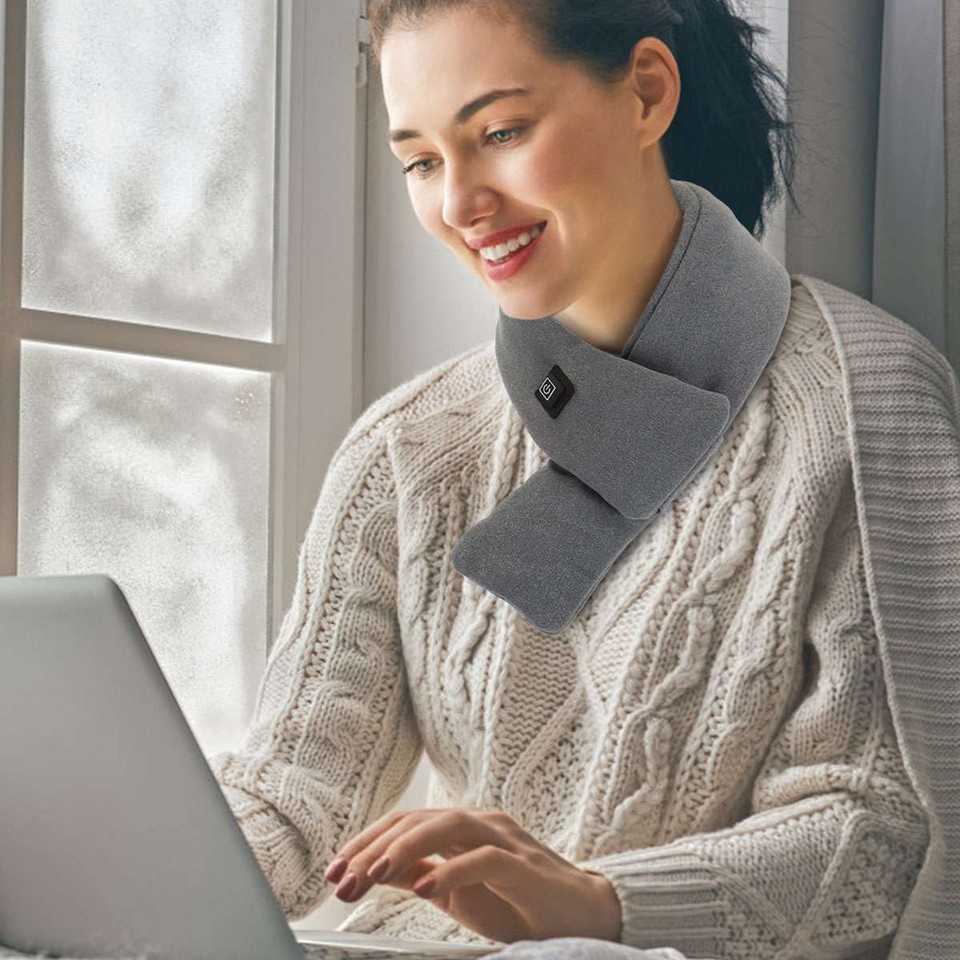 Electric Heated Scarf USB Heating Neck Heating Pad Winter Warmer Wrap ...