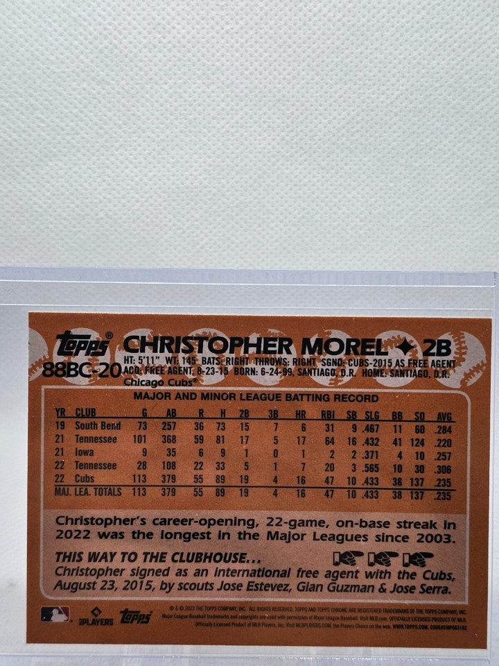 2023 Topps Chrome Baseball Christopher Morel 1988 Insert RC | eBay