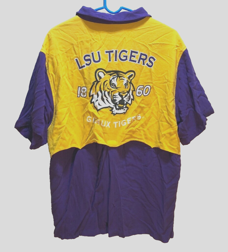 LSU Tigers Est. 1860 Geaux NCAA Vintage 90s Yellow Purple SEC Polo ...