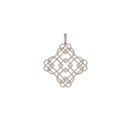 Beau Pierre Diamant Blanc Fin 14k or Rose Losange Handmade Pendentif ...