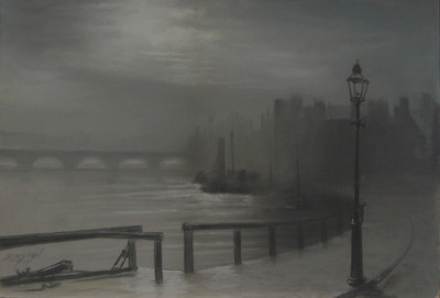 Antique James Ross Bryson Chalk Painting "Riverfront" | eBay