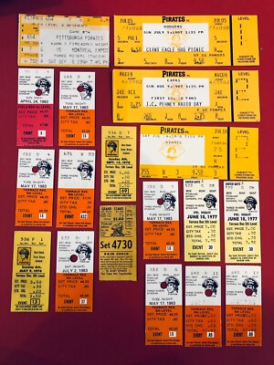 1976 - 1990 Pittsburgh Pirates MLB Baseball Full Ticket & Stub Lot of ...