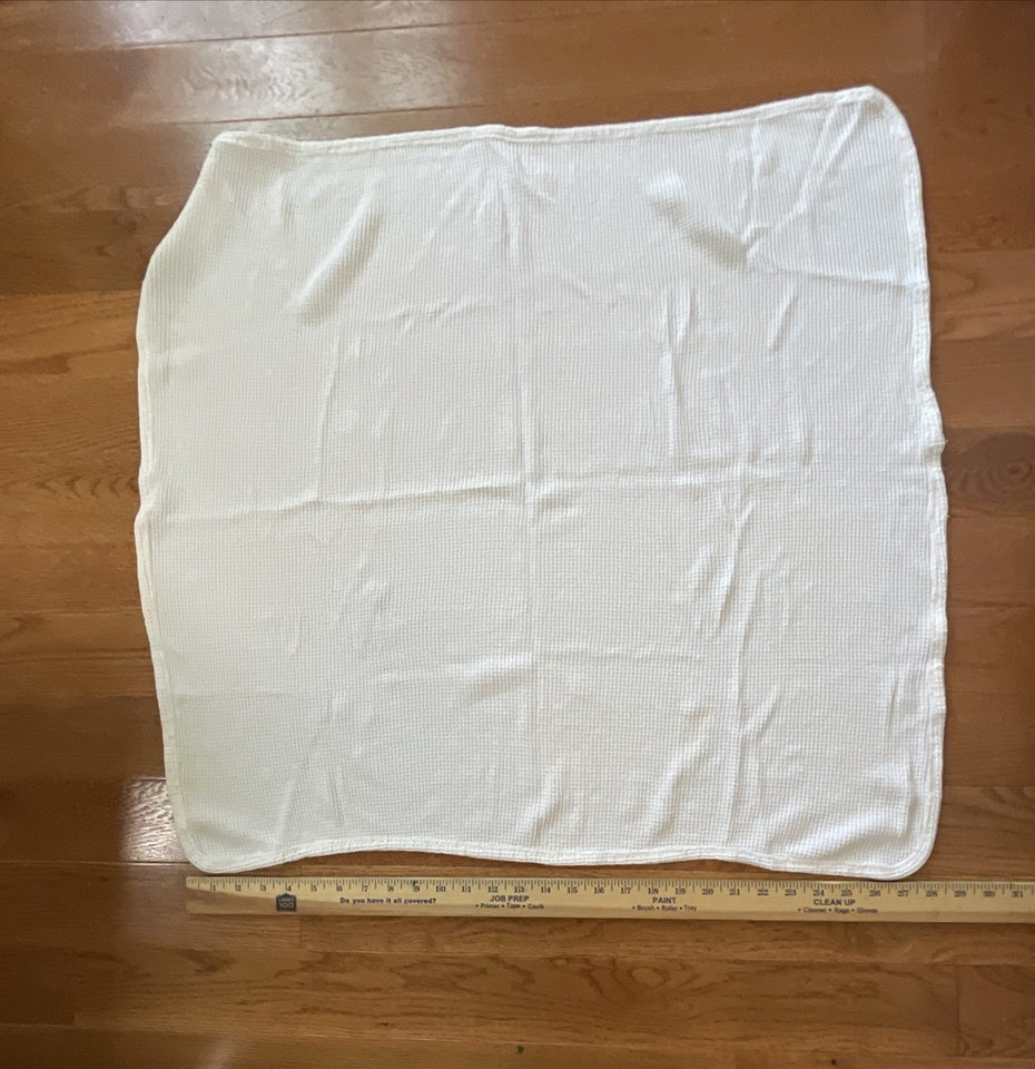 Cotton Waffle Weave Baby Blanket White USA Puddle Jumper Vintage 31x28 ...