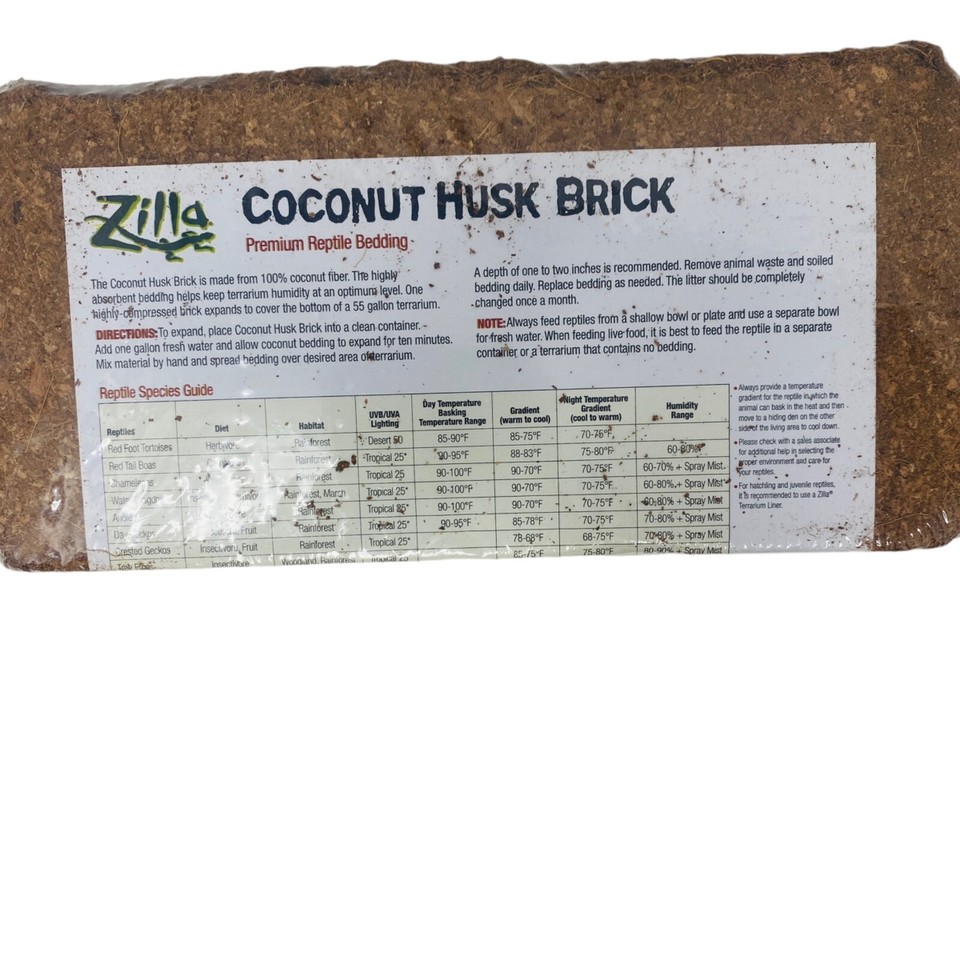 Zilla Coconut Husk Premium Reptile Bedding Brick 1.43 lbs (650 g) | eBay