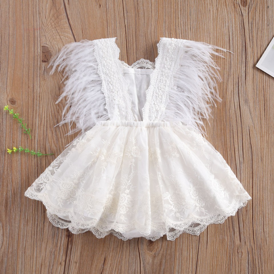 Lace Embroidery Romper Dress Sweet Fly Sleeve Backless White Jumpsuit ...