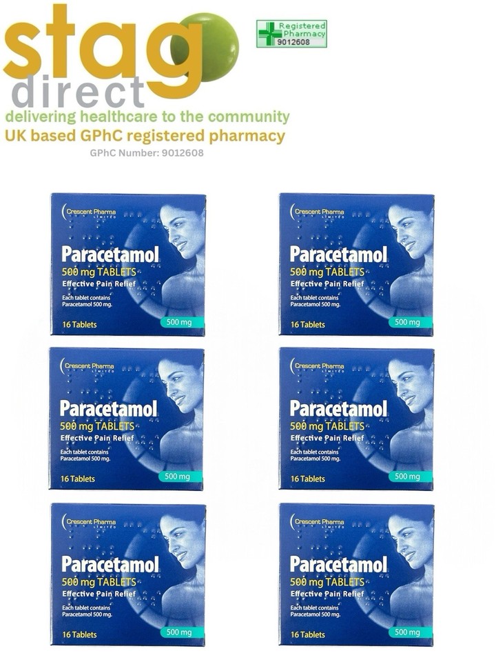 Paracetamol 500mg Tablet- Headache Migraine Back Pain Relief X 6 Pack ...
