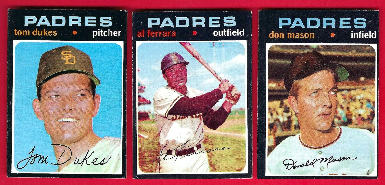 1971 Topps San Diego Padres Lot #106 Tom Dukes, 214 Al Ferrara, & 548 ...