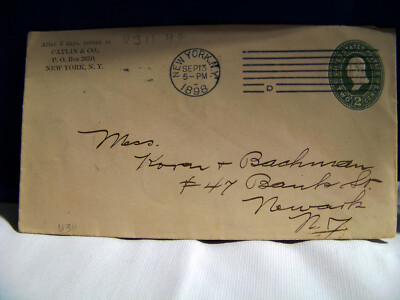 1898 New York NY - Newark, NJ 2 Cent Embossed Envelope | eBay