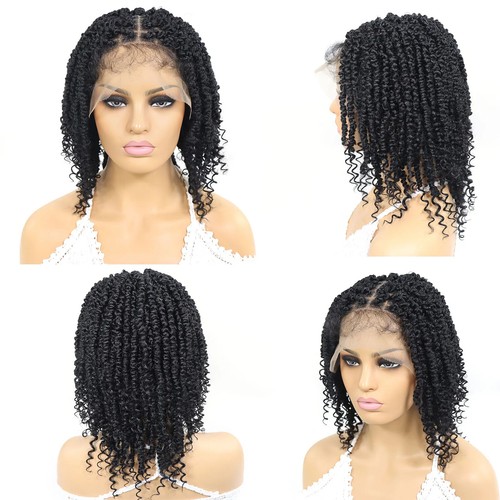 Twist Braided Wigs Curly Ends Square Part Blonde Bob Braided Lace Front ...