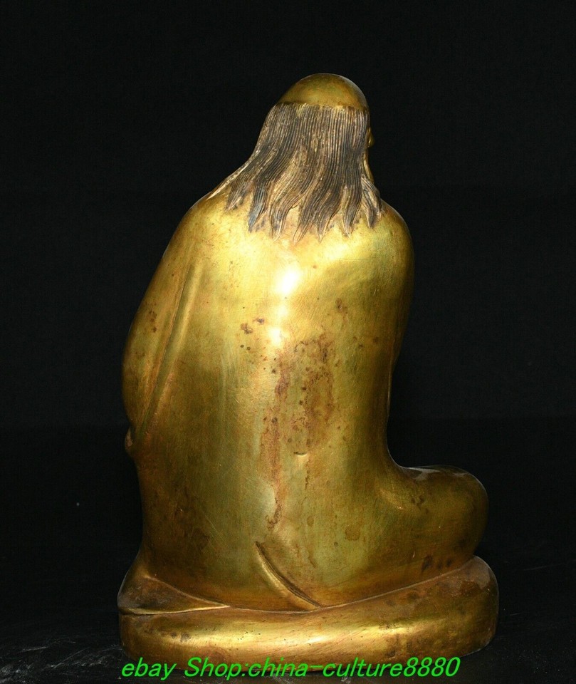 9'' Old Bronze Gilt Rohan lohan Arhat Damo Bodhidharma Dharma Buddha ...