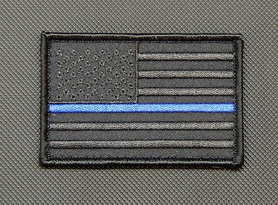Blackout Thin Blue Line United States Flag Patch Police SWAT Gang Iron ...