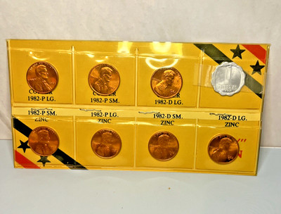 1982 P & D Lincoln Penny Cent Set. All 7 Varieties, plus an Israeli ...