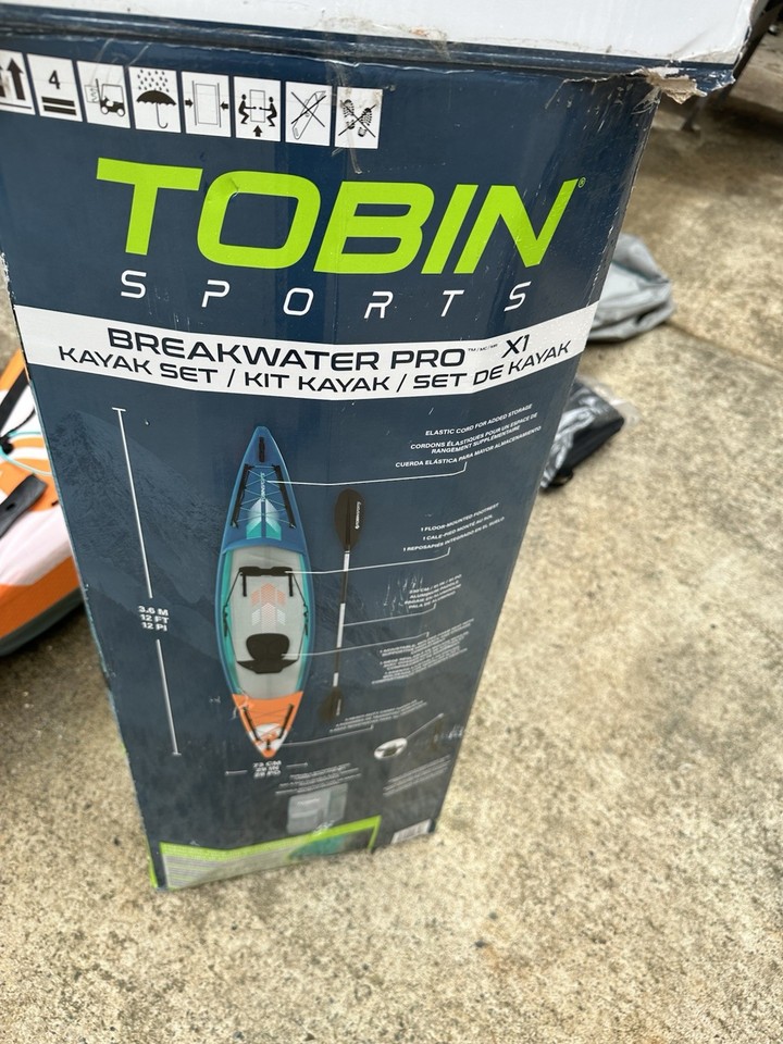 Tobin Sports Breakwater Pro 12Ft X1 Inflatable Kayak Set with Paddle ...