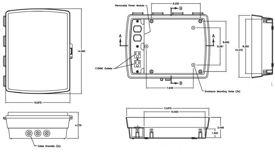 Waterproof WiFi Outdoor Weatherproof Network Enclosure Box w 5ft Power ...