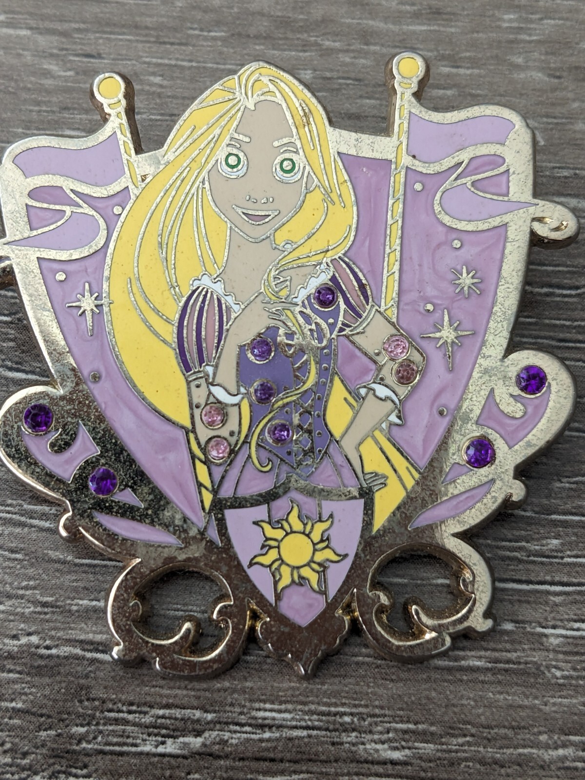 WDW, Disneyland Pin Jeweled Crest -Rapunzel From Tangled 2013 | eBay