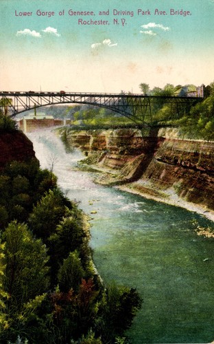 Postcard lower gorge Genesee and Driving Park Ave., Bridge, Rochester ...