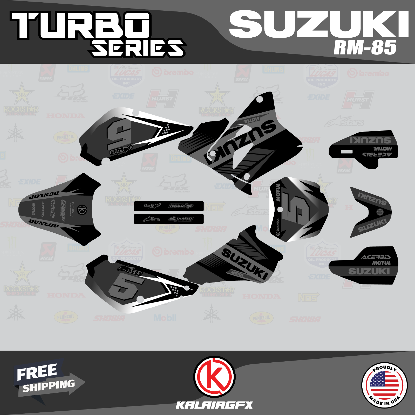 Graphics Decal Kit For Suzuki RM85 (2001-2023) RM 85 Stickers Turbo ...