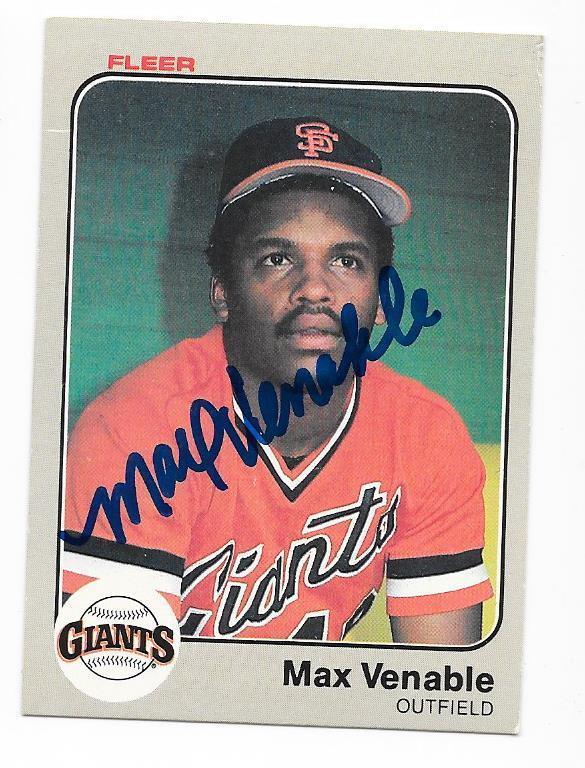 MAX VENABLE 1983 FLEER AUTOGRAPHED SIGNED # 275 GIANTS | eBay