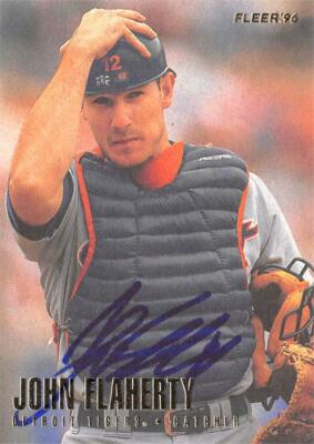 John Flaherty autographed Baseball Card (Detroit Tigers, SC) 1996 Fleer ...