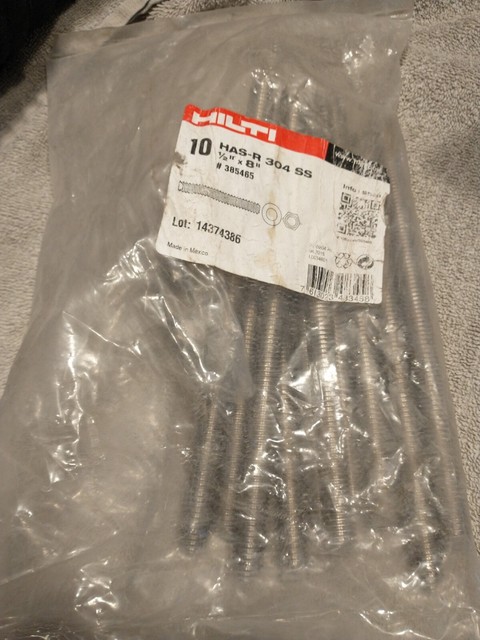 (10) Hilti Anchor Rod HAS-R 304 Stainless Steel 1/2" " 3854465 for sale ...