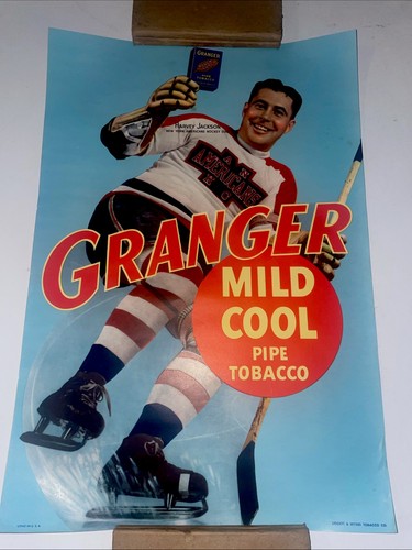 1940S NHL HOCKEY GRANGER TOBACCO POSTER HARVEY BUSHER JACKSON NEW YORK ...