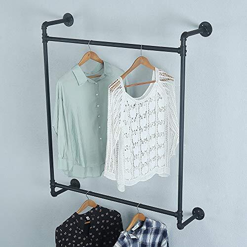 Industrial Pipe Clothing Rack Wall Mounted,Vintage Commercial Clothes ...