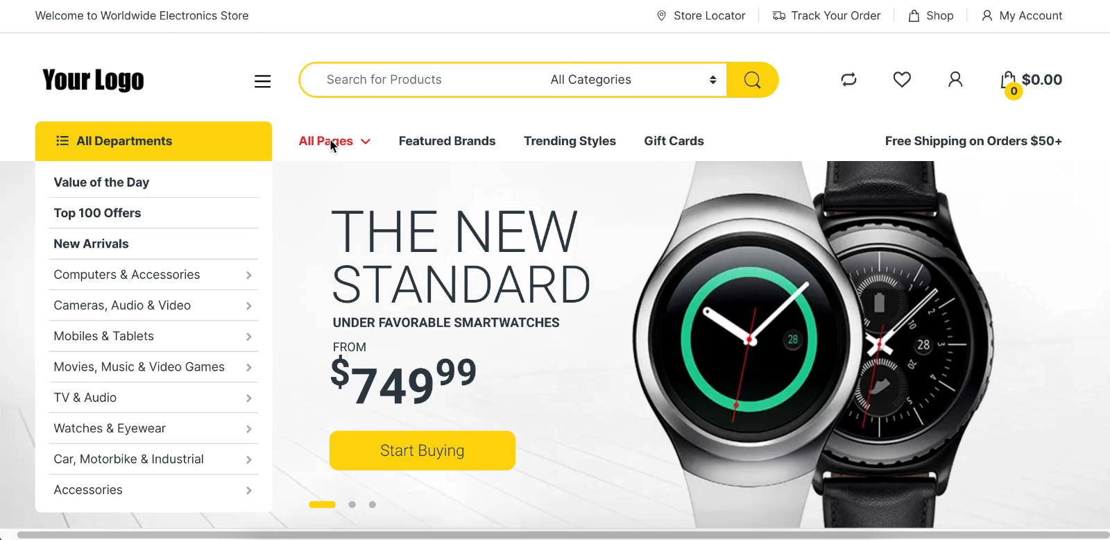 Electronics Store Website Design with Free VPS Web Hosting and ...
