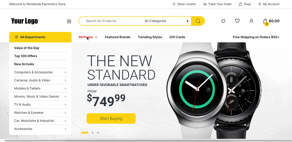 Electronics Store Website Design with Free VPS Web Hosting and ...