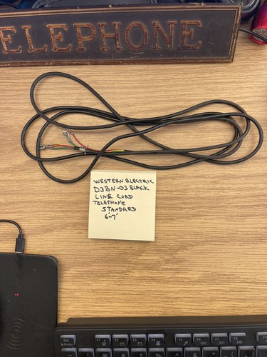 Western Electric D3 BN -0 Black Line Cord for Telephones ORIGINAL 6 ...