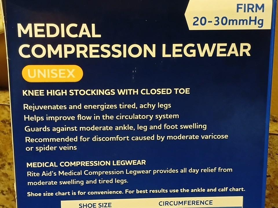 Medical Compression Legwear Knee-High Stockings w/Closed Toe Beige ...