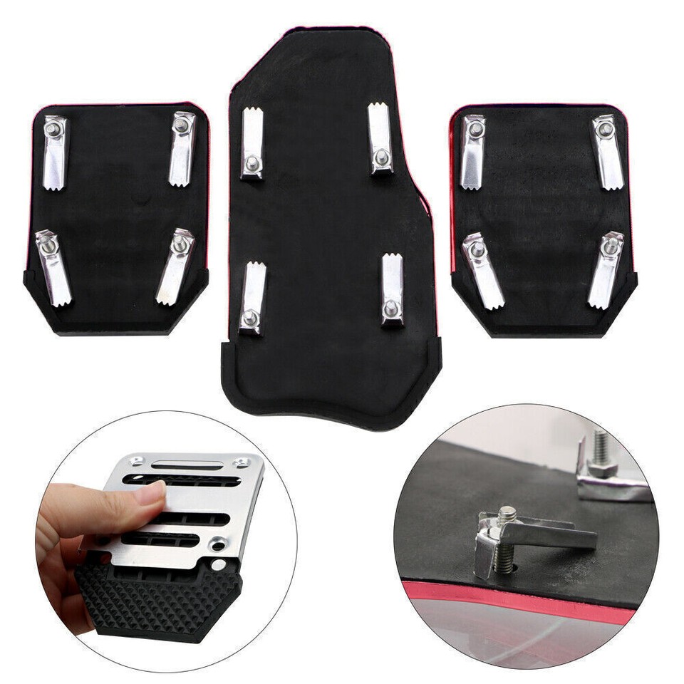 3pcs Universal Non Slip Manual Car Gas Brake Foot Pedal Pad Cover Red ...