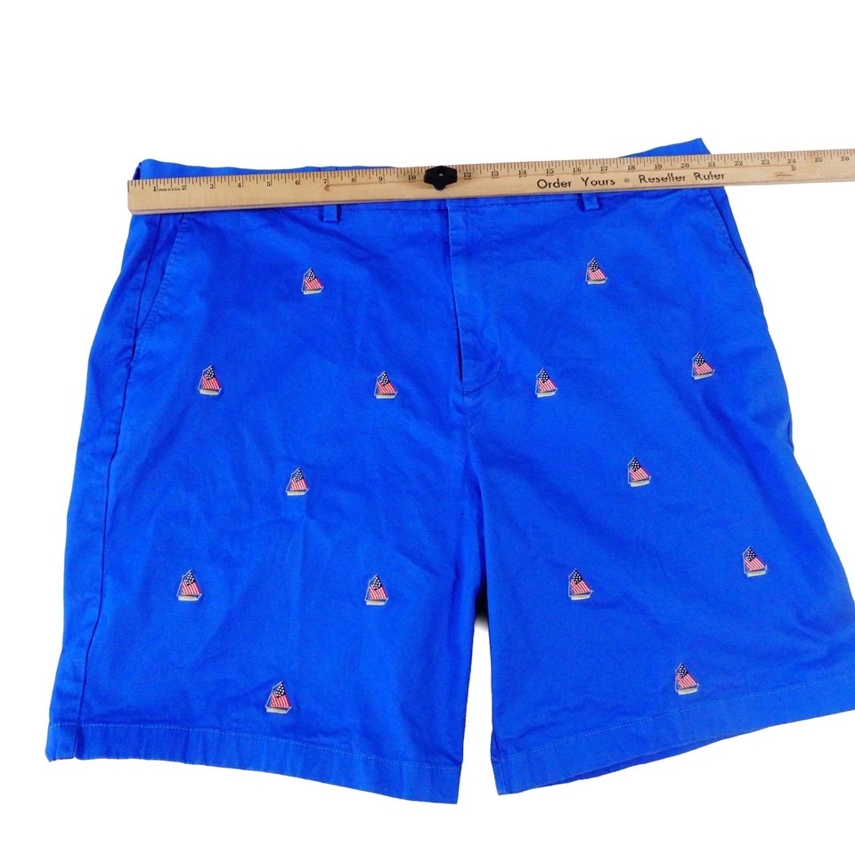 Vineyard Vines Embroidered Patriotic USA Flag Sailing Boat Blue Shorts ...