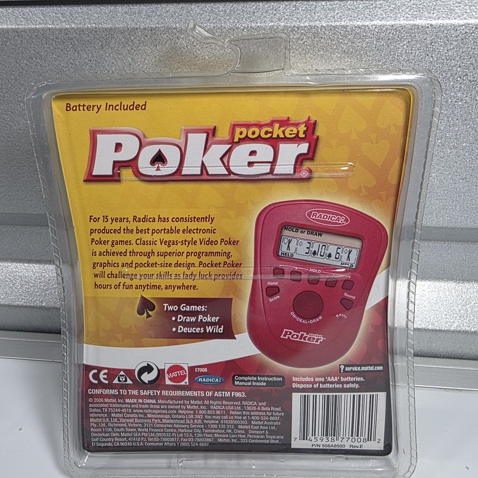 Radica Pocket Poker Electronic Handheld Game Draw & Deuces Wild NEW ...
