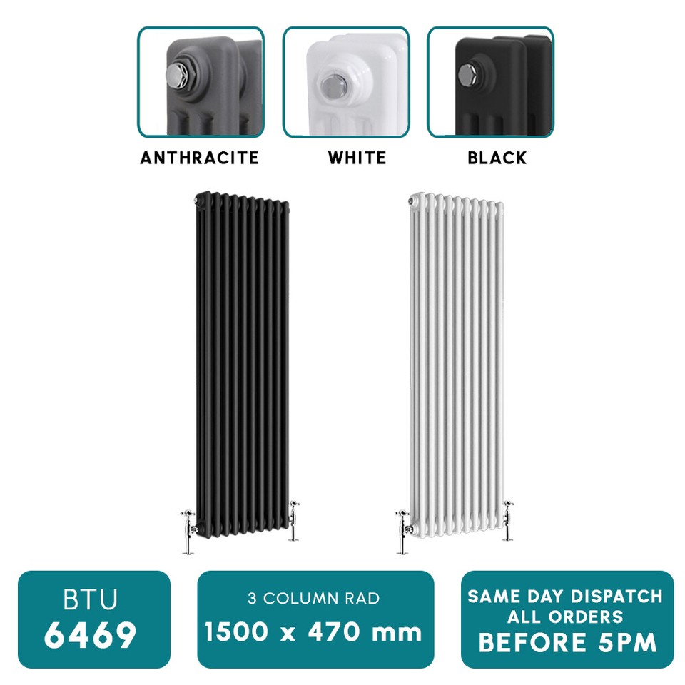 Anthracite White Black Traditional Cast Iron Style Radiator 2 3 4 ...