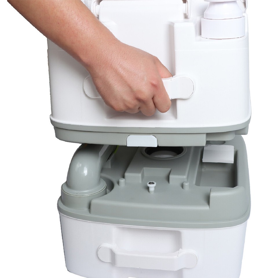 24L Portable Toilet Potty Camping Caravan Motorhome Piston Pump with ...