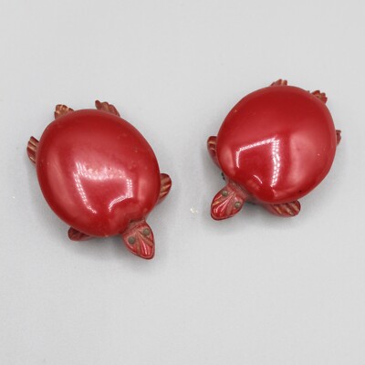 Carved Red Bakelite Turtle Dress Clips 1930s Sweater or Cloak | eBay