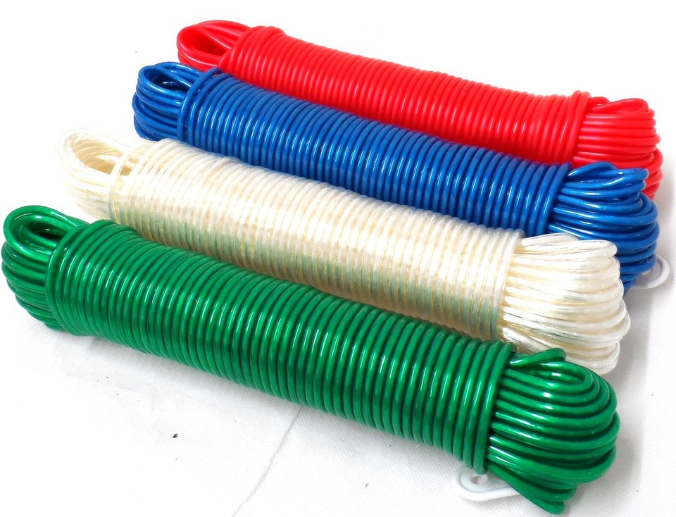 10/15/20/25/30M Plastic Coated Washing Clothes Airer Drying Line Core ...